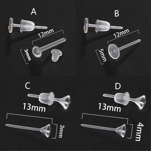 100 Kits Clear Plastic Earrings Earring Findings Earring Retainers ...