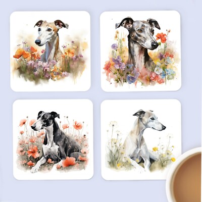 Greyhound Dog Coasters Set Of 4, Gift, Present, Christmas Birthday ...