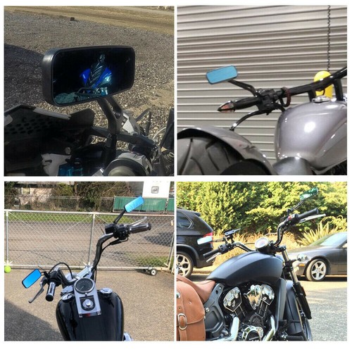 Rectangle Motorcycle Mirrors For Harley Cruiser Bobber Chopper Softail ...