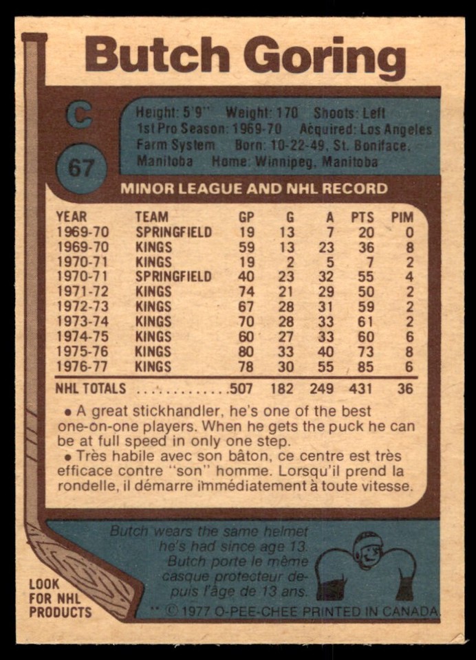 1977-78 O-Pee-Chee NM-MT Butch Goring #67 | eBay