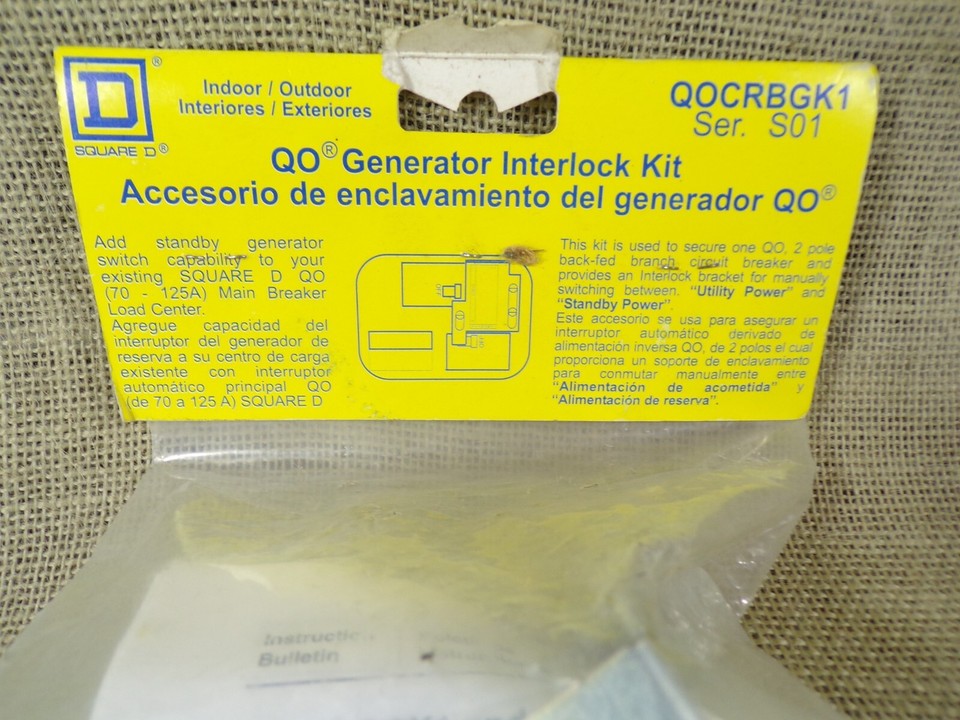 QO GENERATOR INTERLOCK KIT # QOCRBGK1 (SQUARE D ) | eBay