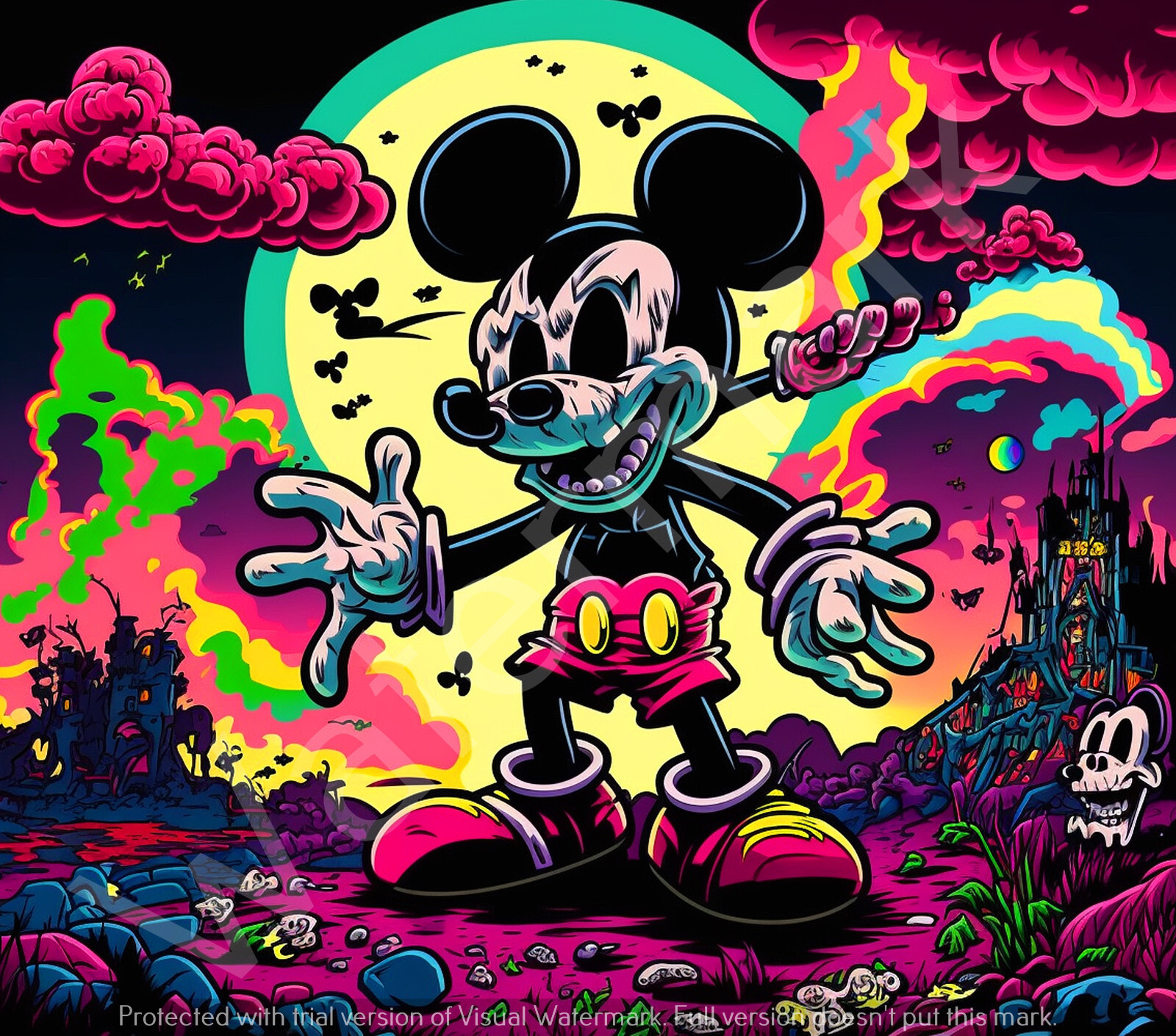 Zombie Mickey Mouse custom made 20 oz skinny Stainless steel tumbler ...