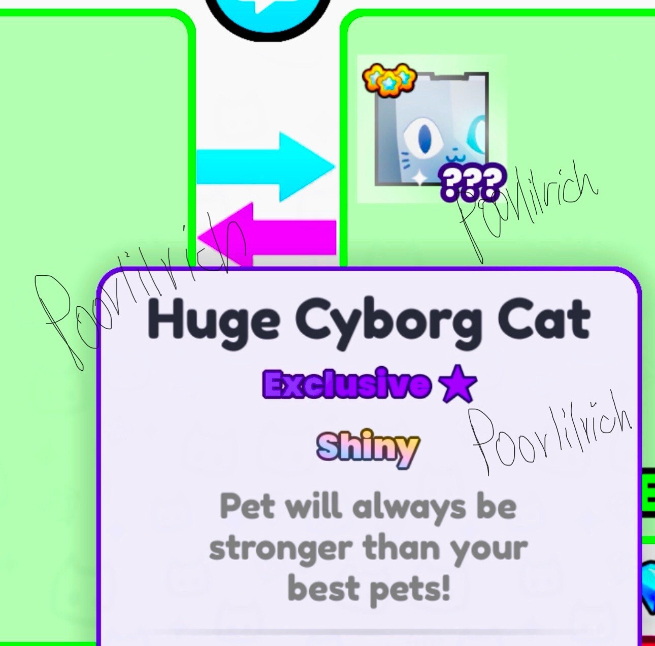 HUGE SHINY CYBORG CAT PET SIM 99 PET SIMULATOR 99 NOT TITANIC - INSTANT ...