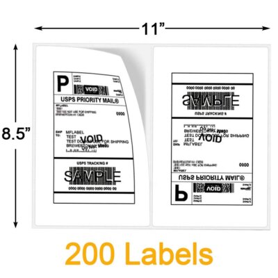200 Half Sheet Shipping Labels 8.5x5.5 Rounded Corner Self Adhesive 2 ...