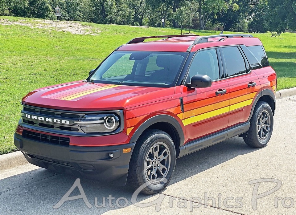2021-2024 Ford Bronco Sport Stripes Side Decals SUNSETTER DIGITAL RED ...