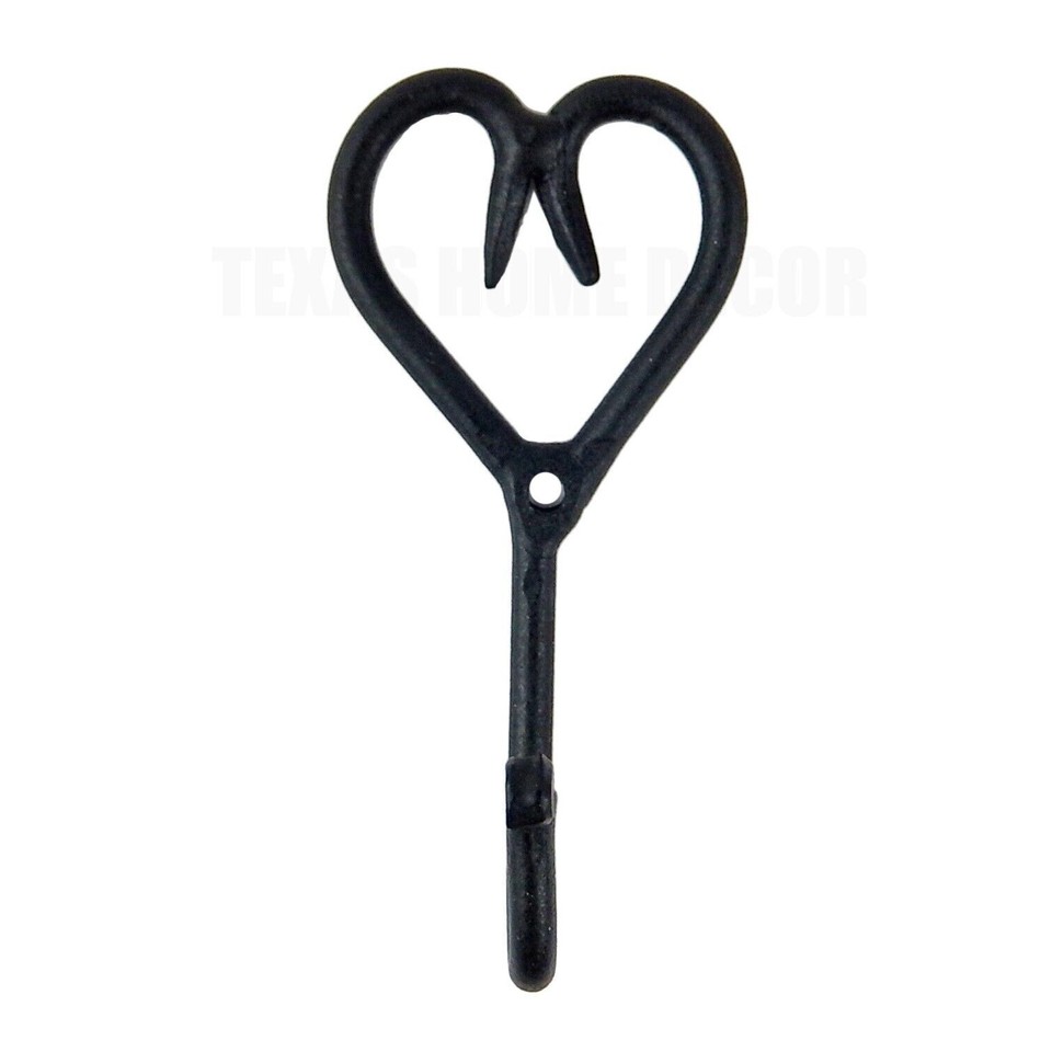 Tiny Small Heart Shaped Metal Wall Hook Key Hanger Wrought Iron Rustic ...