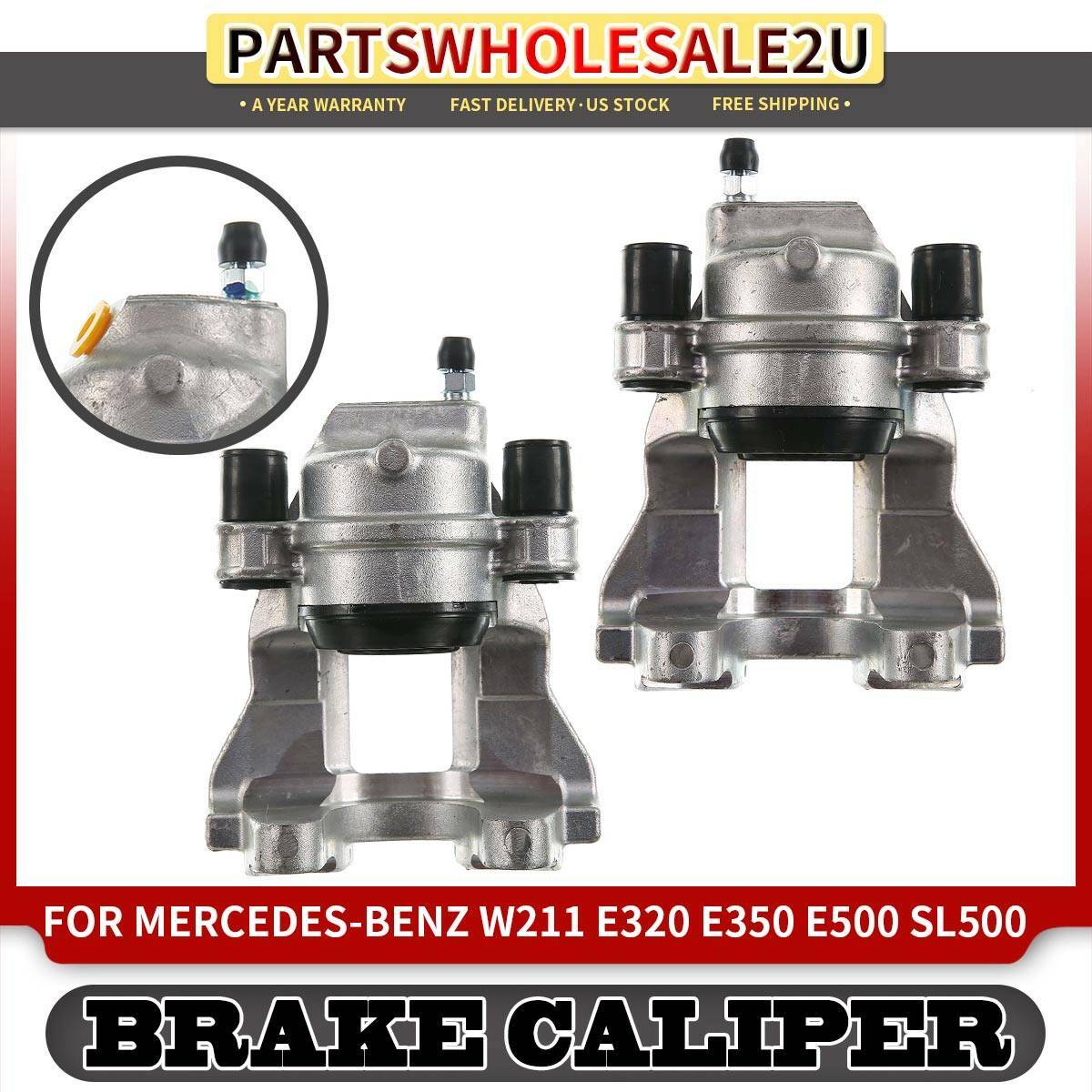 2x Brake Caliper for Mercedes Benz W211 Base E320 E350 E500 SL500 Rear ...