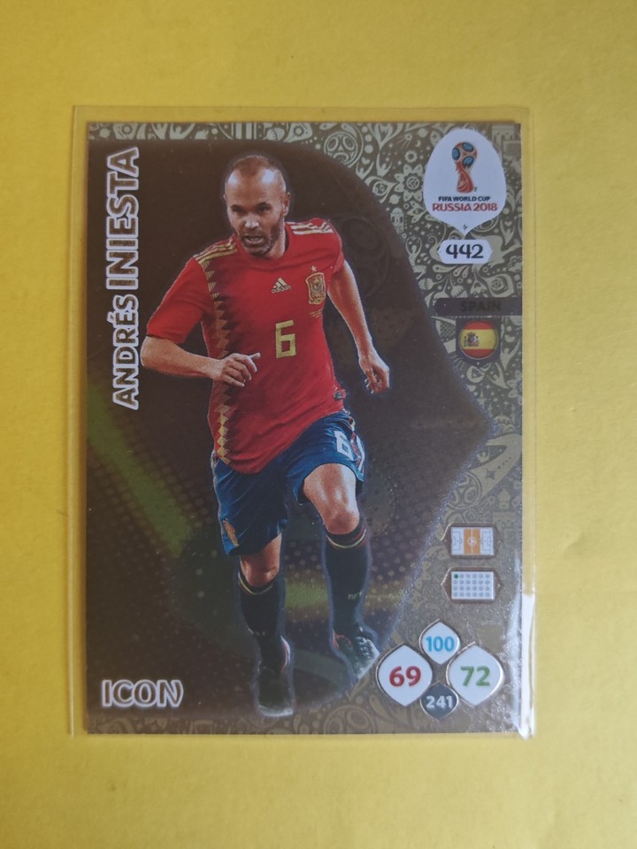 CARTE PANINI FIFA WORLD CUP 2018 RUSSIA ANDRES INIESTA #442 ICON FOIL ...