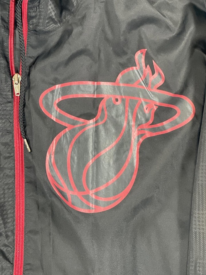 Adidas Miami Heat Black Limited Edition Windbreaker Jacket Red Zipper ...