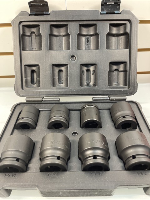 Jobsmart 3/4" Dr SAE 8 PC Deep Impact Socket Set in Case 6 Point for ...