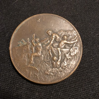 Original Bronze French Sailor Storm Life Rescuer Table Medal Awarded ...