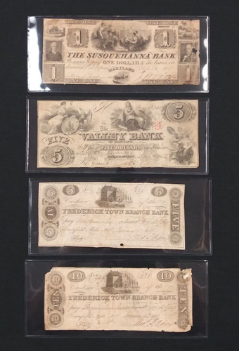 Genuine 1837-1885 Maryland Obsolete Banknotes VG-Fine Details w/ Damage ...