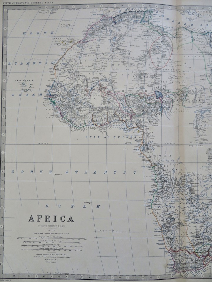 Africa Unexplored Regions Congo Cape Colony 1865 Johnston large folio ...