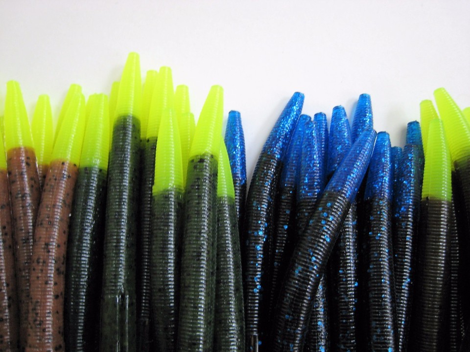 50 pk 5" Senko style Soft Plastic Bass Worms-5 Colors/10 Each-FIRE PACK ...