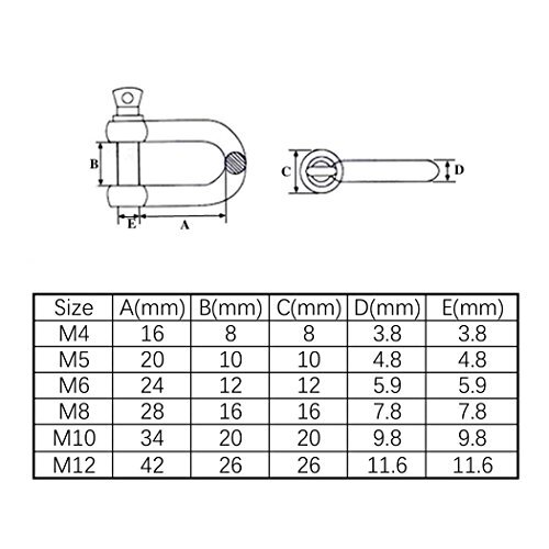 3/8" M10 304 Stainless Steel D Shackle Lock for Heavy Duty ...