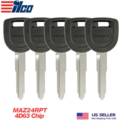 5X ILCO Transponder Key for Mazda MAZ24R-PT Texas ID 4D63 80 BIT Chip ...
