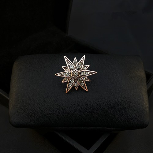 Vintage Art Deco Style Enamel Crystal Six Pointed Star Brooch Badge Pin ...