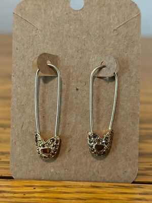 Lucky brand pave safety pin drop earrings, gold tone | eBay