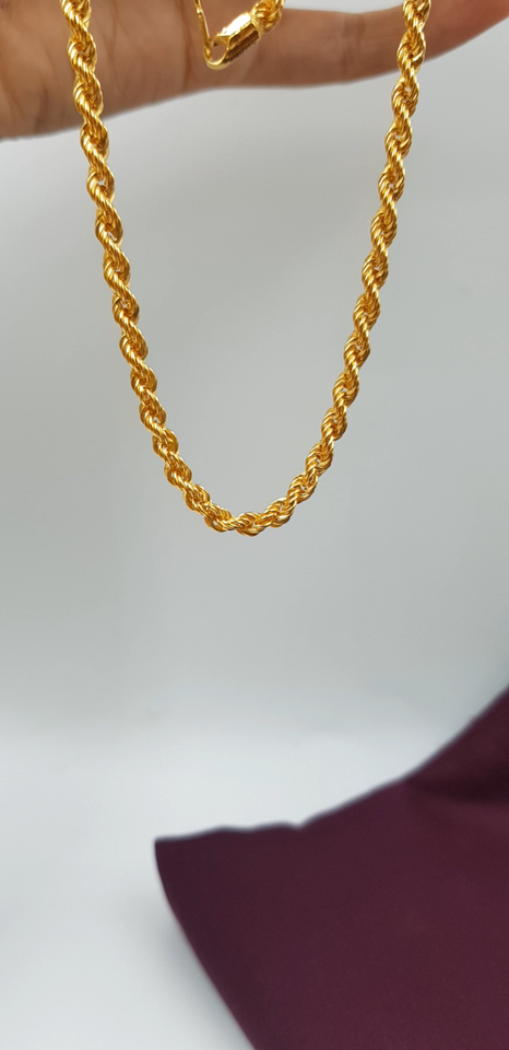 Authentic 22K Gold Chain Necklace Yellow Gold Rope Chain Hallmark Royal ...