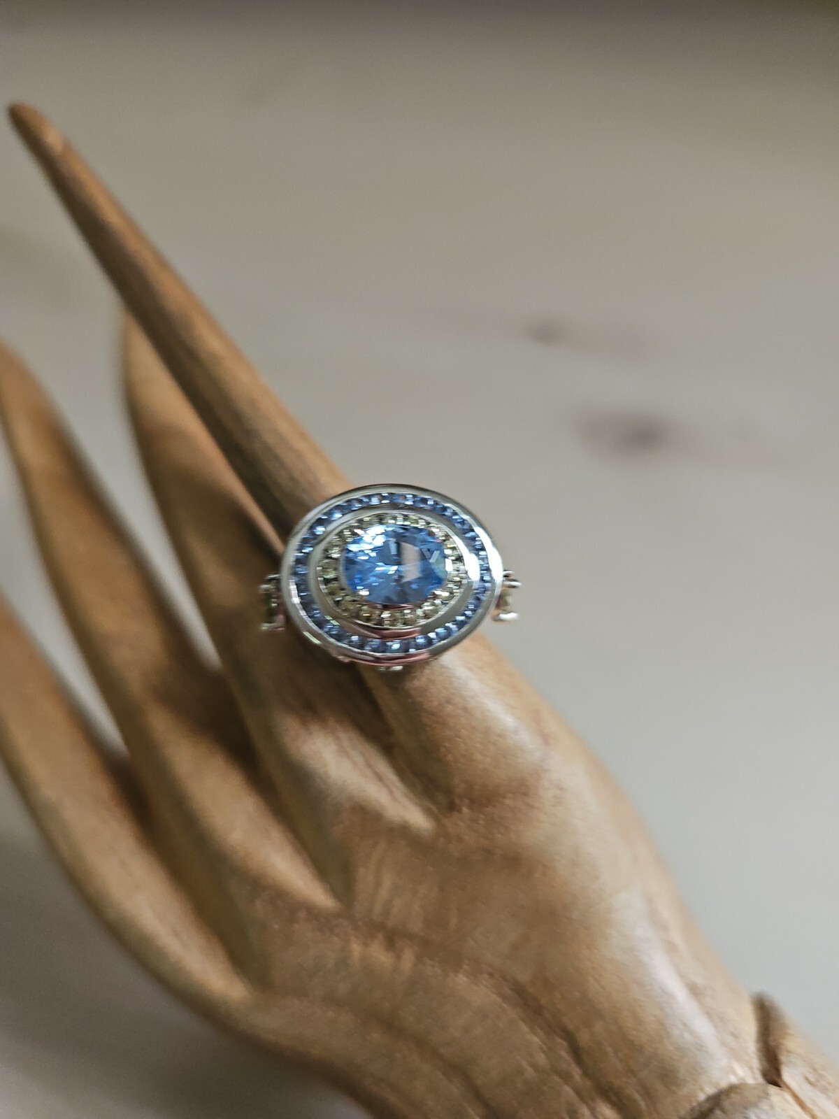 VINTAGE MEDA STERLING SILVER BLUE AND YELLOW STONES RING SZ 6.25 ...