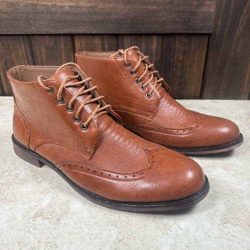Henry Ferrera Grand Brown Wing Tip Lace Up Boot Mens Shoe Size 10 | eBay