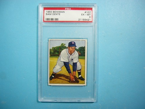 1950 BOWMAN MLB BASEBALL CARD #107 SAM DENTE ROOKIE PSA 6 EX/NM SHARP ...