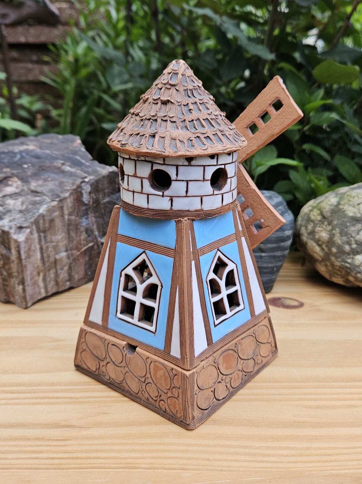 Rare Vintage Dutch Windmill Clay Pottery Sculpture Handmade in ...