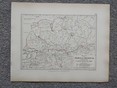 1850 Antique Map of Russia to Illustrate the Campaigns of 1812 | eBay