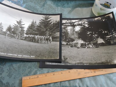 2 Orig 1939 Photos Reveille Formation US Artillery Camp Port Angeles ...