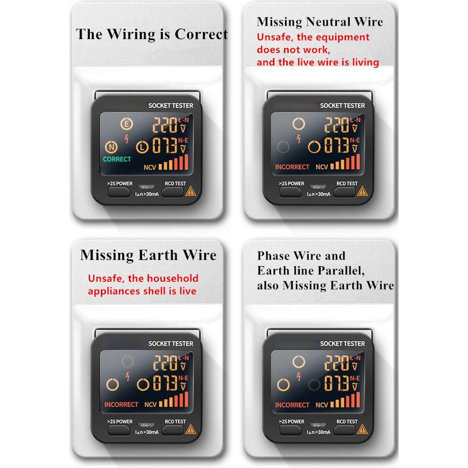New US Plug AC11 Socket Tester Digital Display Voltage Test Checker ...