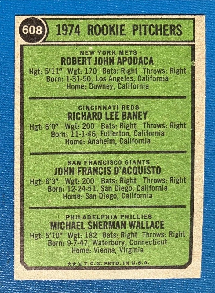 1974 Topps Baseball #608 Bob Apodaca - New York Mets - NM | eBay