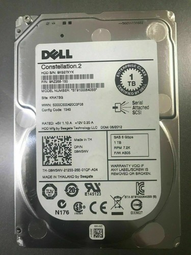 9W5WV 09W5WV Dell 1TB 7.2K 6G 2.5" SAS SERVER HDD Hard Drive ...