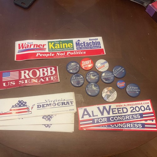 political button lot Local Virginia Buttons And A Few Bumper Stickers ...