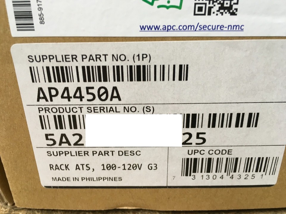 New Sealed APC AP4450A Schneider Electric NetShelter Automatic Transfer ...