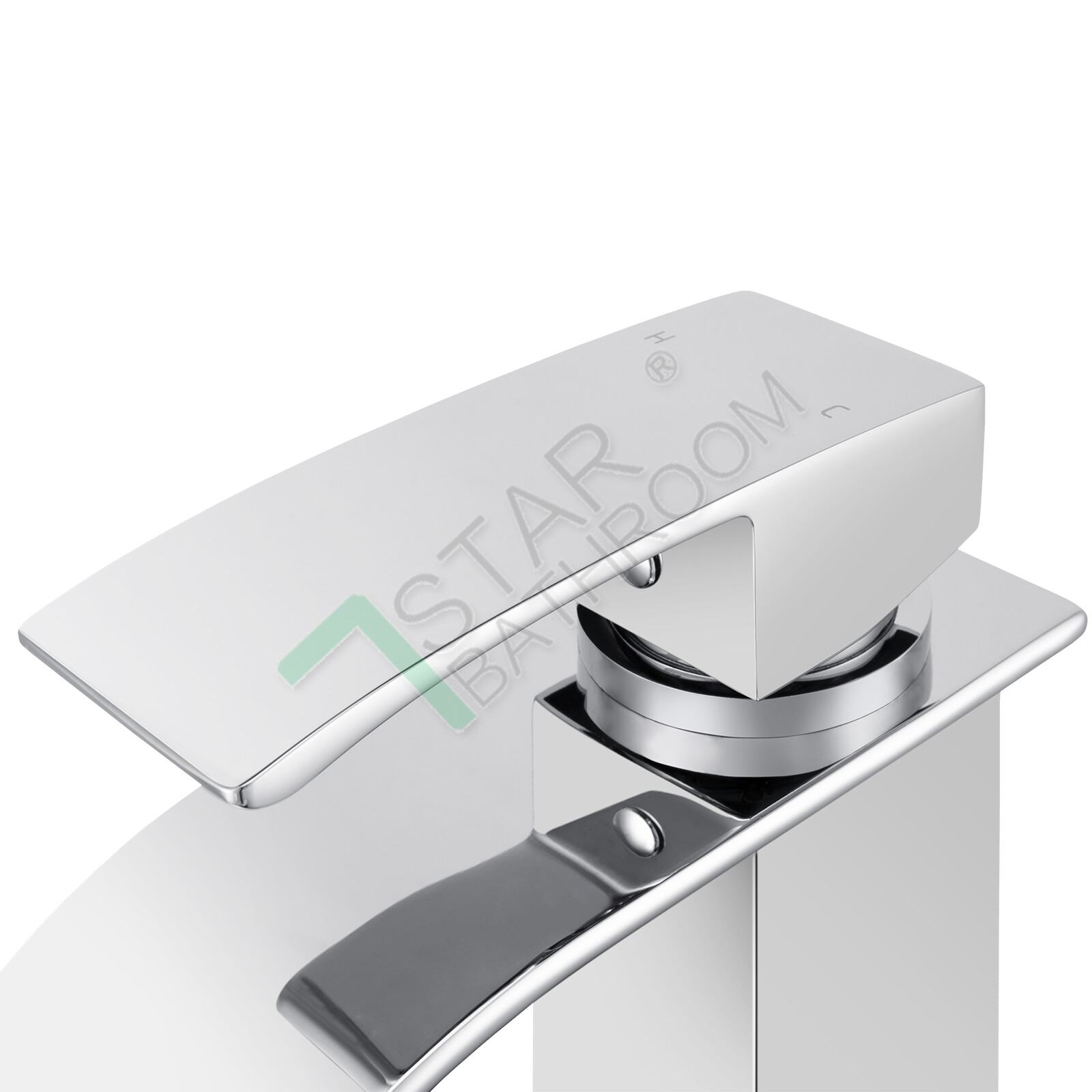 Bathroom Vanity Basin Mixer Tap Square Waterfall Faucet Brass Chrome ...