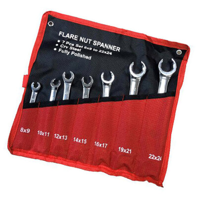 Brake Pipe Flare Compression Nut Spanners Set 8-24mm Crv Wrenches ...