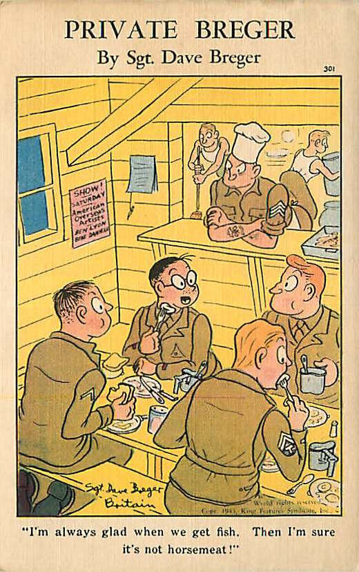 WWII MIlitary Comic Postcard Private Breger, Sgt Dave Breger, Soldiers ...