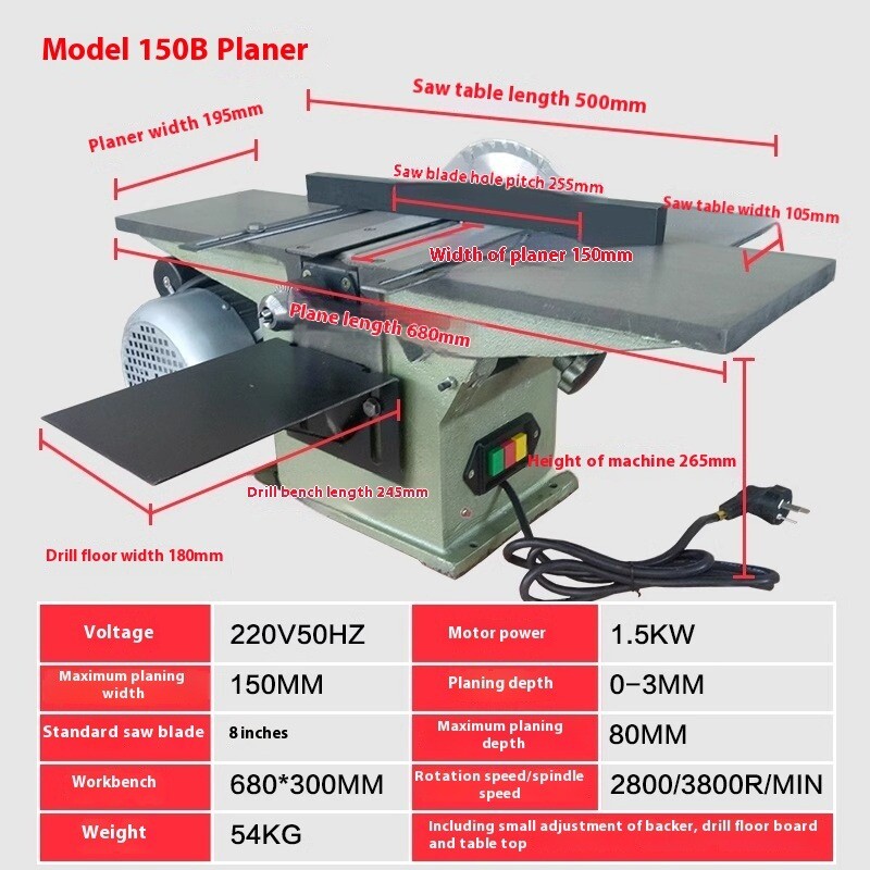 Woodworking Table Planer Multifunctional Planer Sawing and Drilling 3 ...