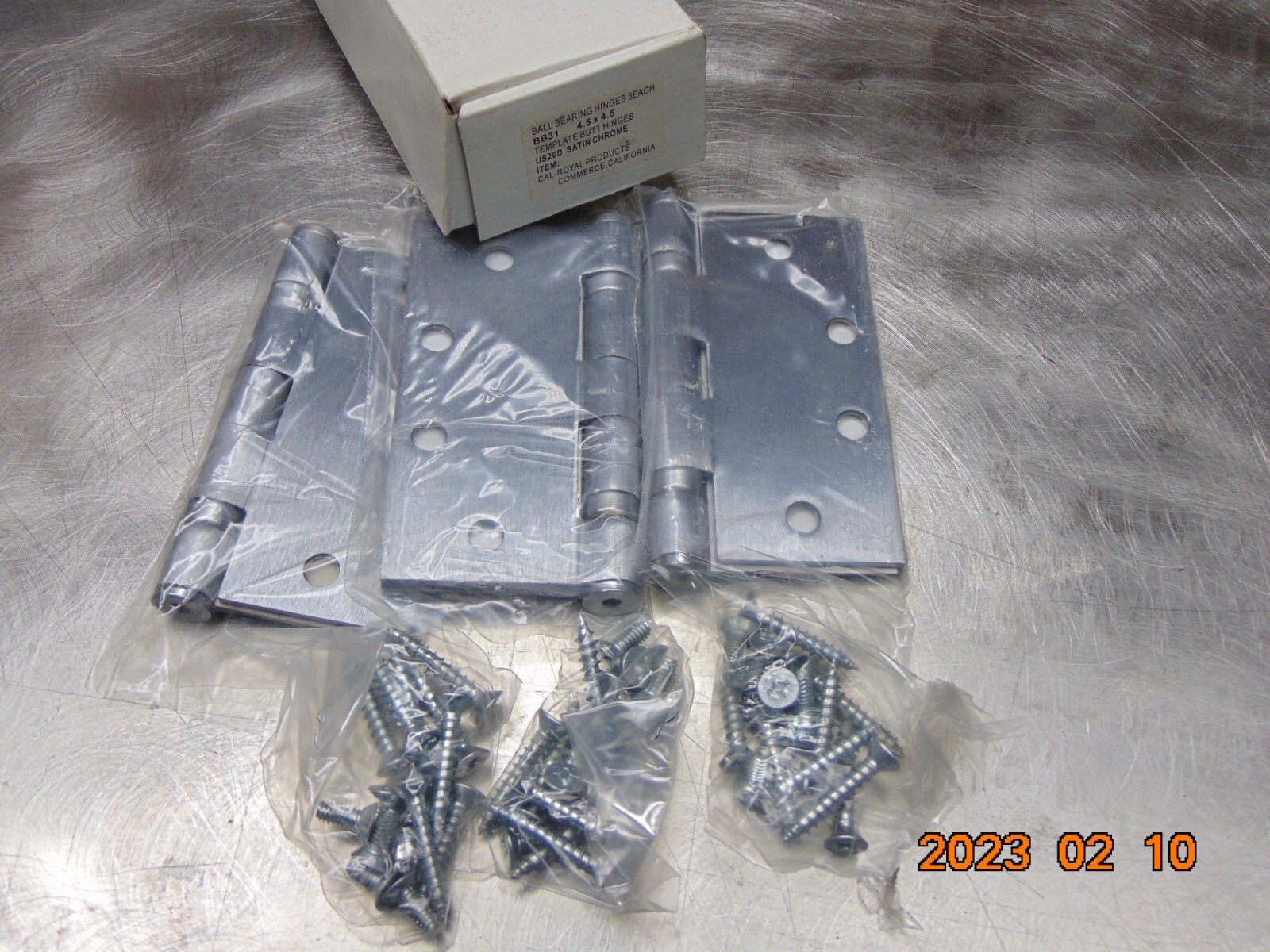 NEW CAL-ROYAL Ball Bearing Hinges BB31 4.5 x 4.5 US26D SATIN CHROME (3 ...