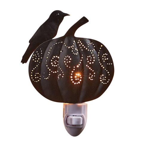 Black Crow Pumpkin Night Light Wall Plug In Fall Halloween | eBay