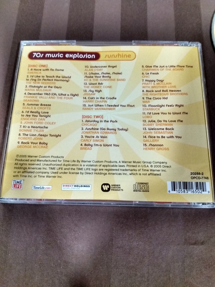 70s Music Explosion Volume 1: Sunshine (Time-Life Music 2 CD Set) LIKE ...