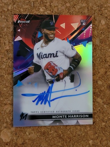 2021 Topps Finest Monte Harrison Rookie On Card Auto - Miami Marlins | eBay