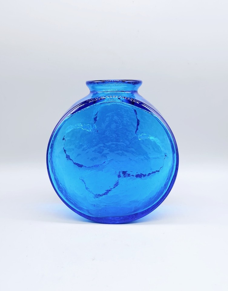 RARE Vintage Blenko Shamrock Clover Cobalt Blue Art Glass Vase 6322 HTF ...