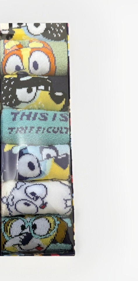 Bluey Mens 7 Days Of Cozy Crew Socks Shoe Size 6-12 Cartoon Novelty ...