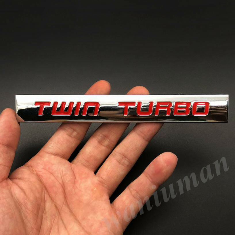 Metal Chrome Red Twin Turbo Engine Car Emblem Badge Decals Sticker 3.5 ...