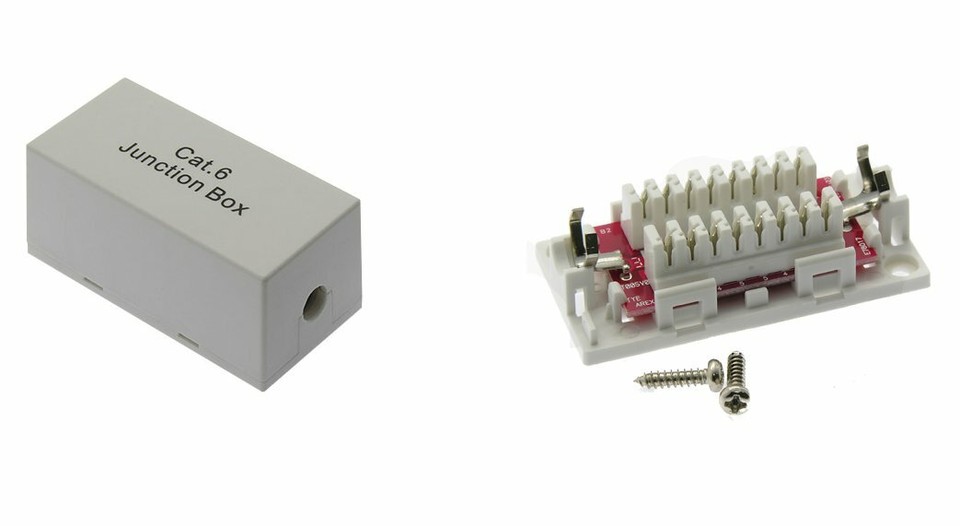 CAT6 Junction Box 110 Punch Down Ethernet LAN Extender Inline Adapter ...