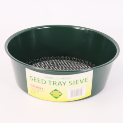 Round Seed Tray Sieve 3mm Mesh Size Green Powder Coated Steel Garden ...
