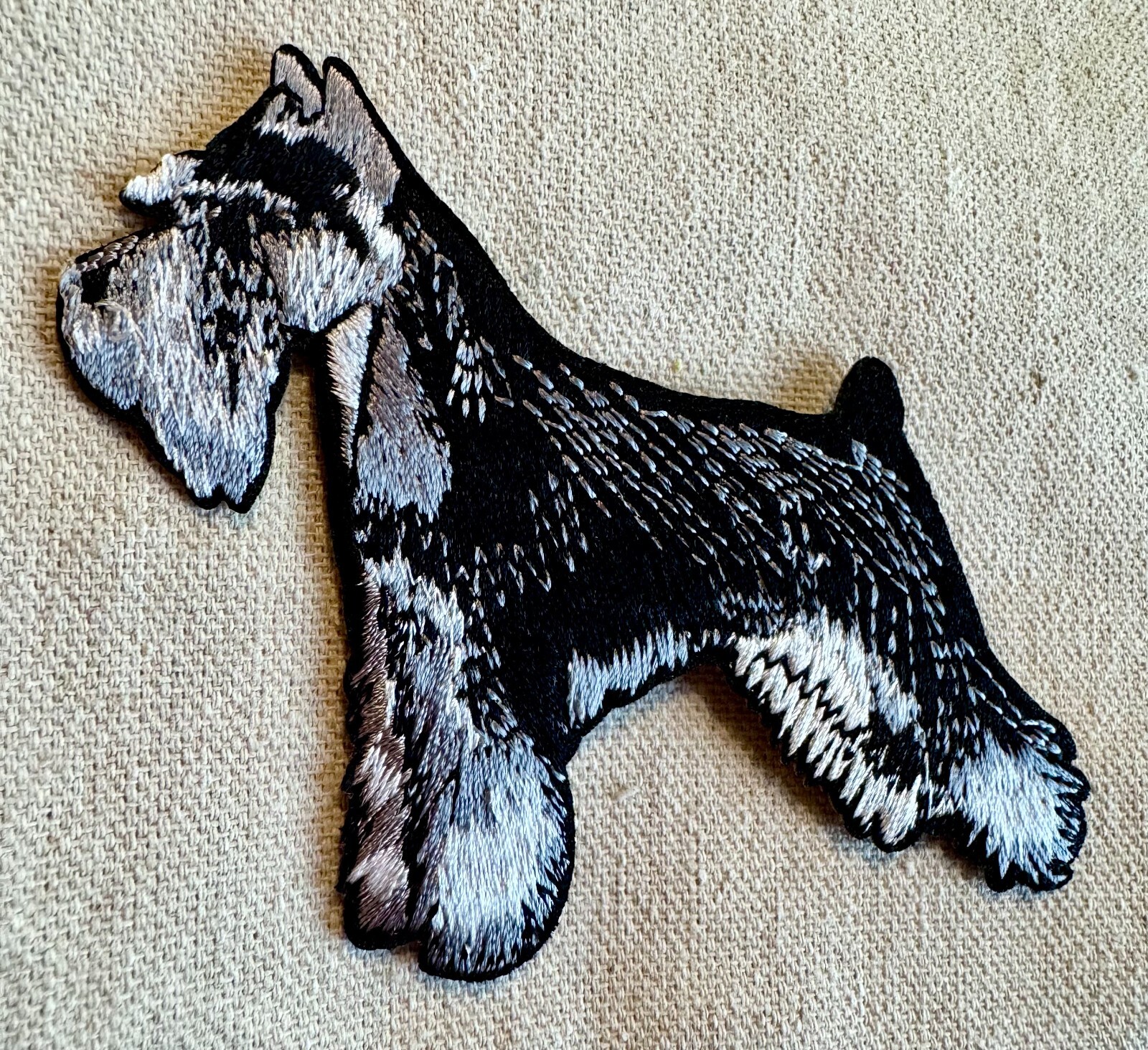 EMBROIDERED SCHNAUZER PATCH iron-on applique DOG MINIATURE STANDARD ...