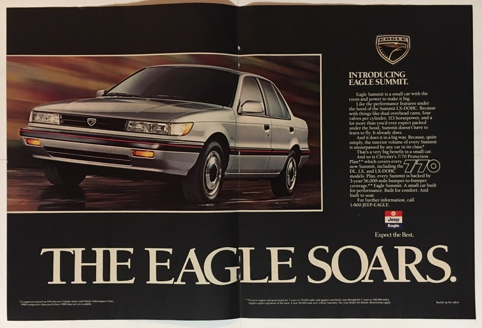 Eagle Summit 1989 Vintage Print Ad 16x11 Inches Wall Decor | eBay