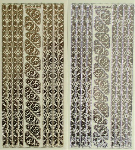 CORNERS & BORDERS Embossed on Clear Flower PEEL OFF STICKERS Lines ...